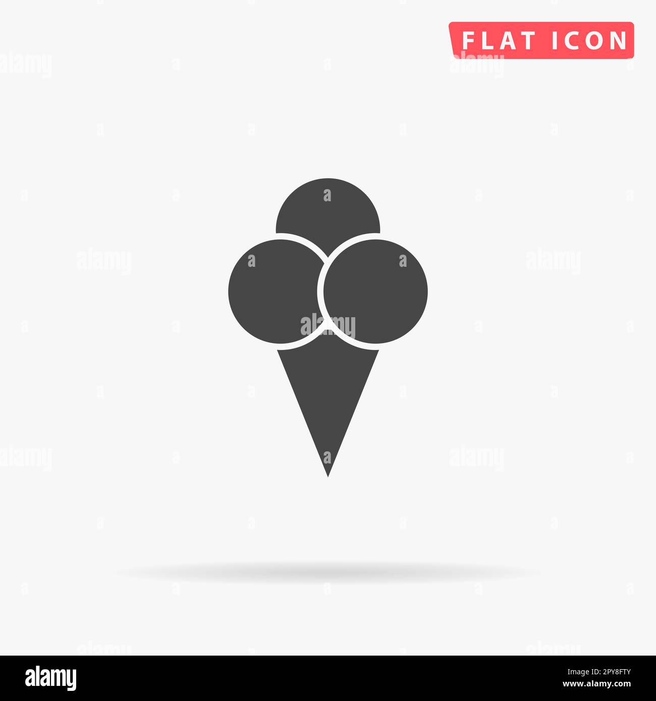 Ice cream. Simple flat black symbol with shadow on white background ...