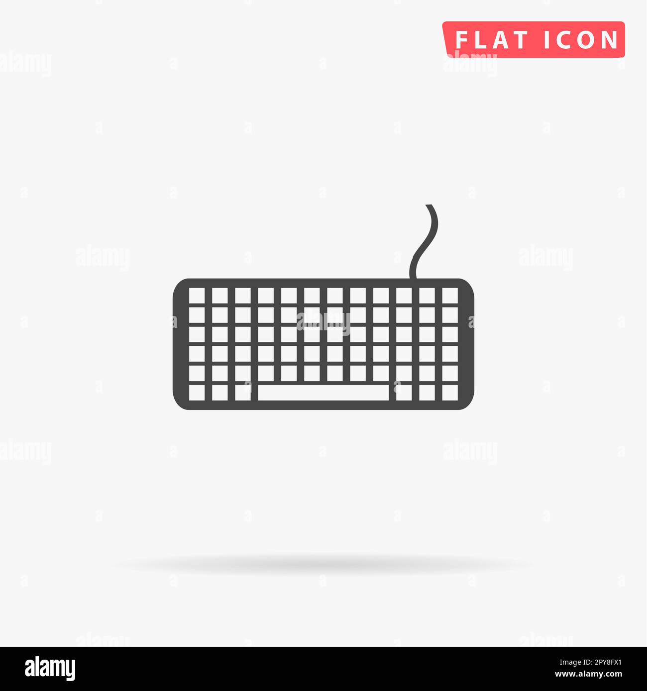 Keyboard. Simple flat black symbol with shadow on white background. Vector illustration ...