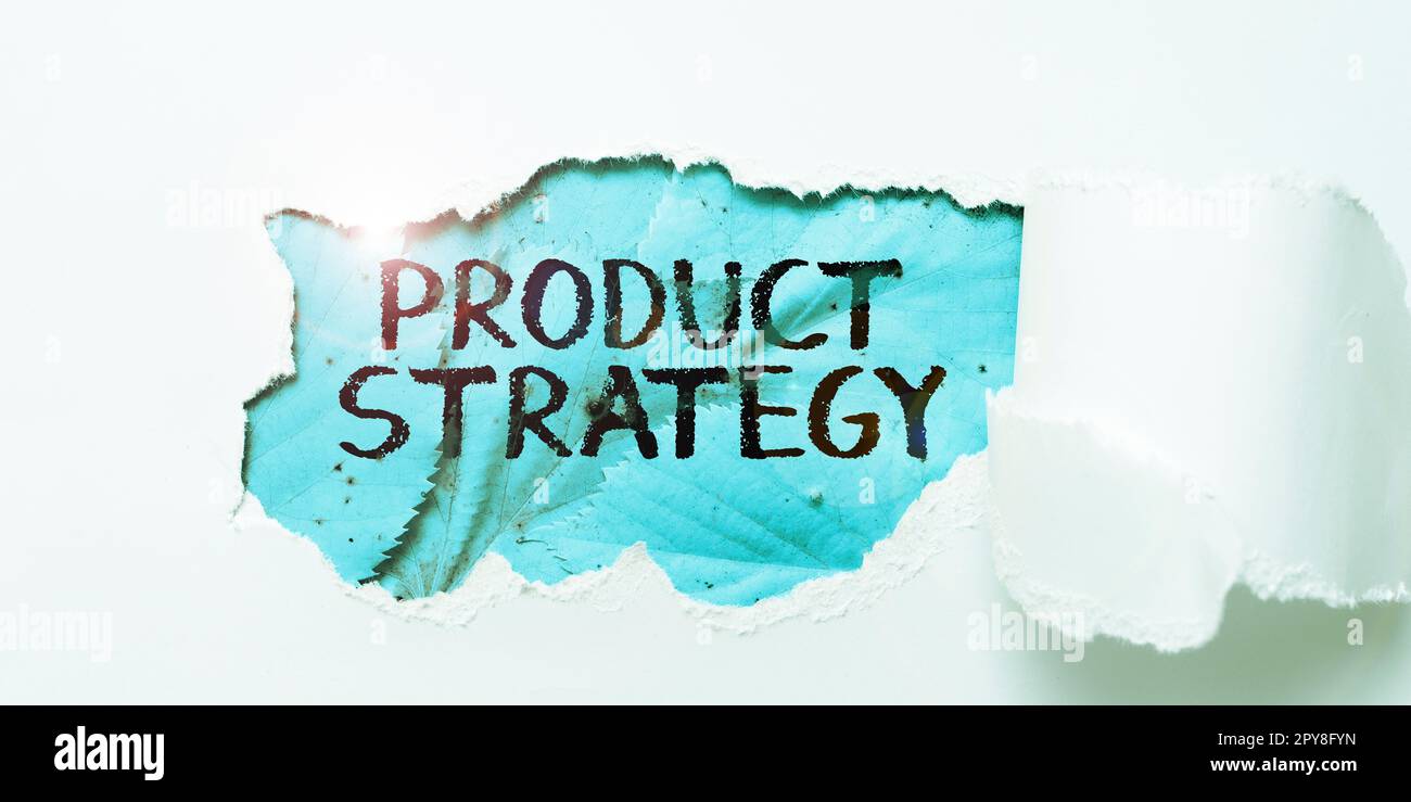 Hand writing sign Product Strategy. Word Written on long term plan ...