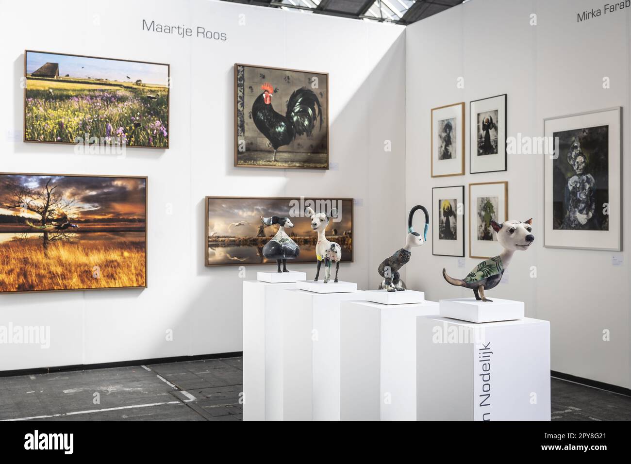 AMSTERDAM - Construction of the KunstRAI, a fair for contemporary art, where visitors can look ...