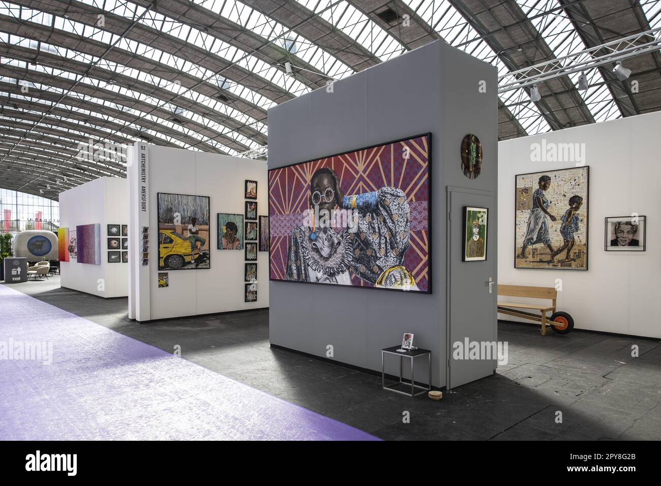 AMSTERDAM - Construction of the KunstRAI, a fair for contemporary art, where visitors can look ...