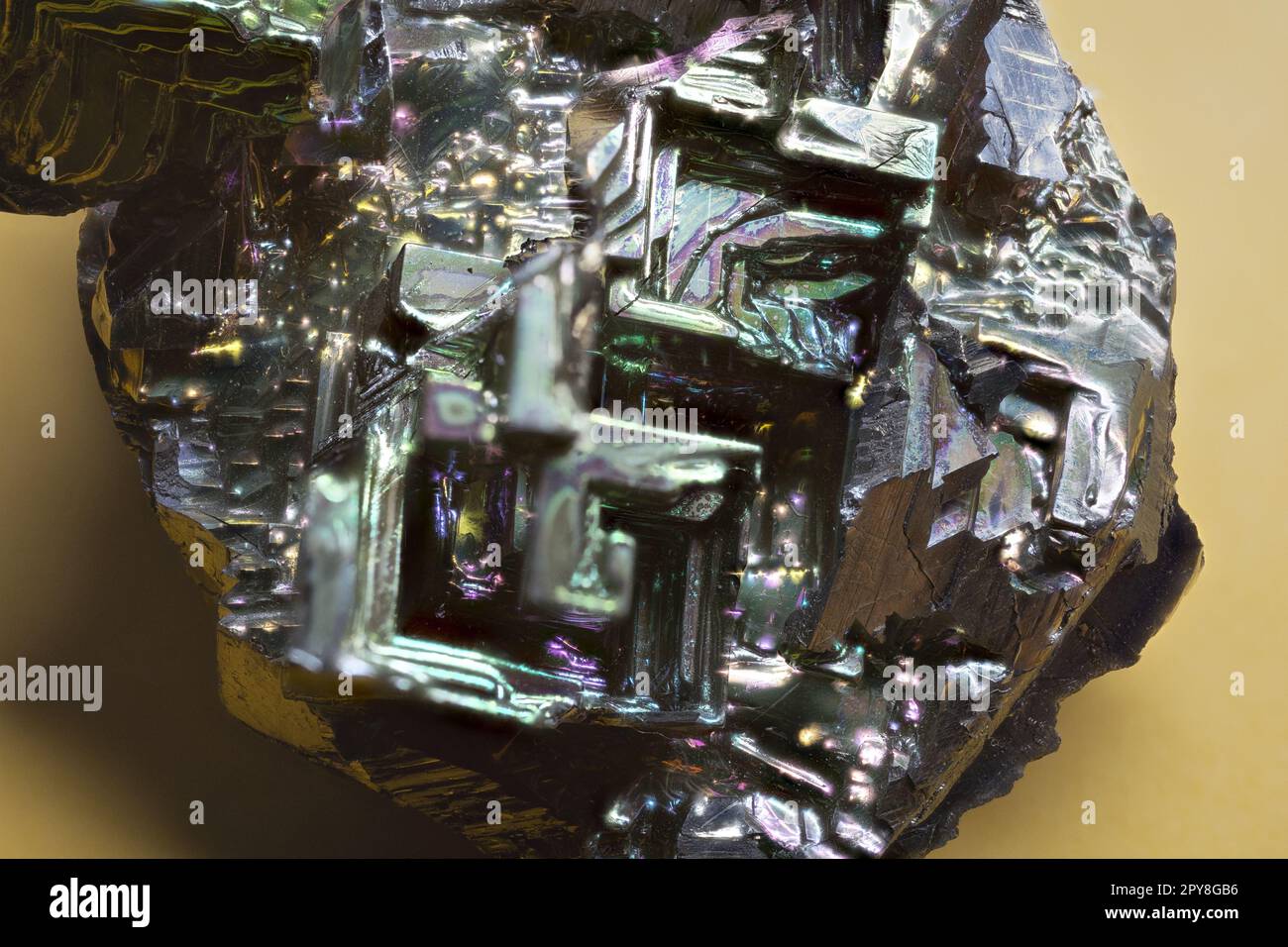 iridescent bismuth crystals in close-up Stock Photo - Alamy