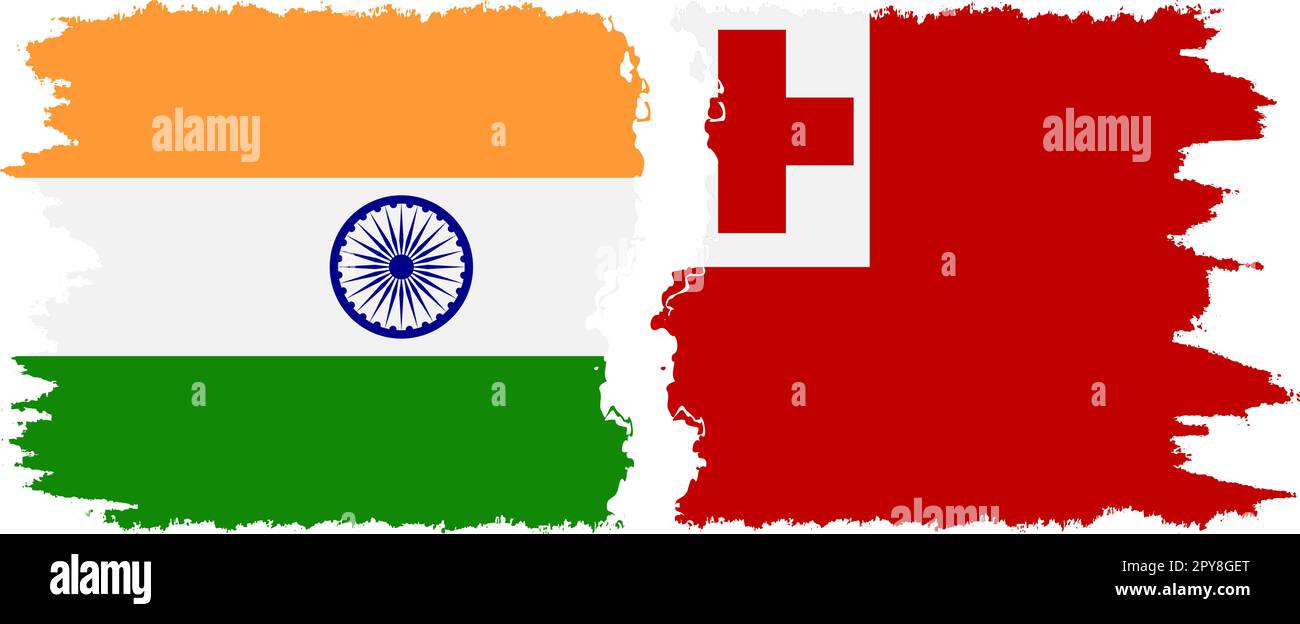 Tonga and India grunge flags connection, vector Stock Vector Image ...