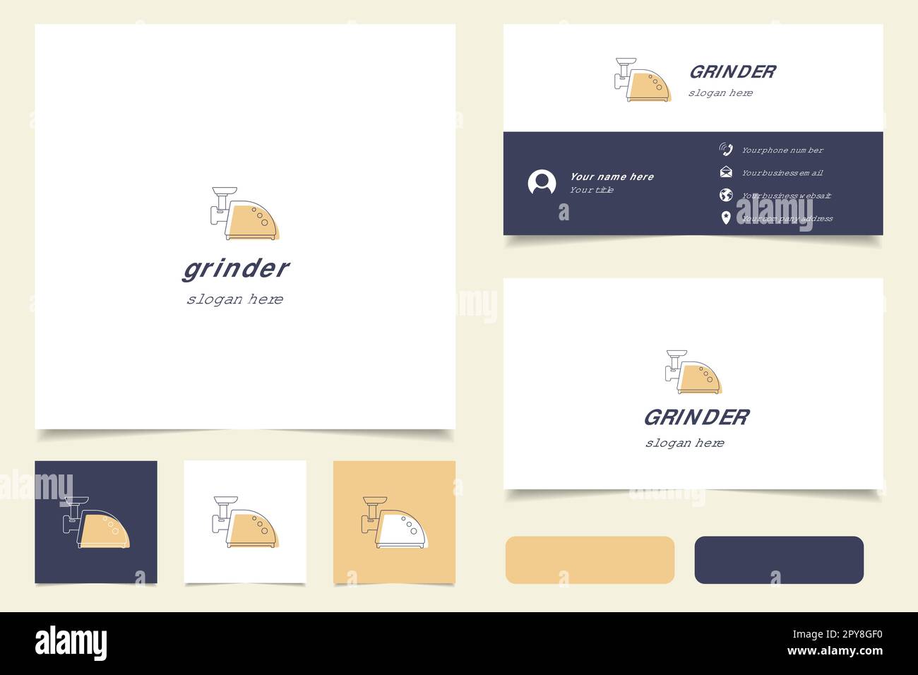 Grinder logo design with editable slogan. Branding book and business ...