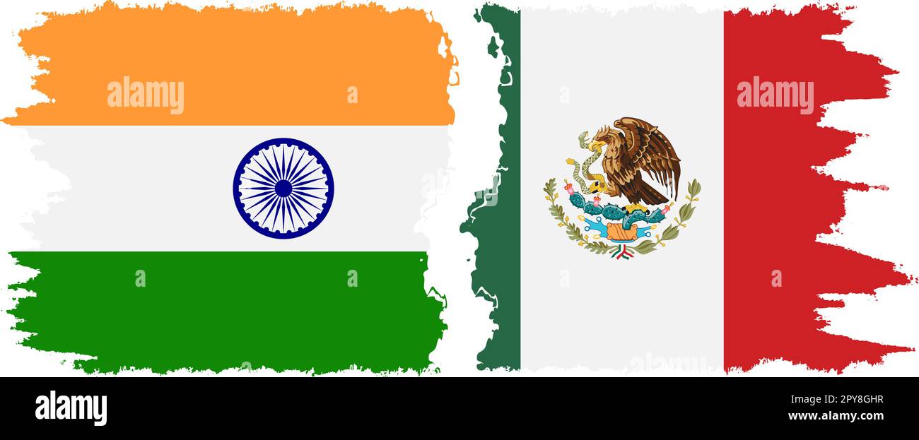 Mexico and India grunge flags connection, vector Stock Vector Image ...