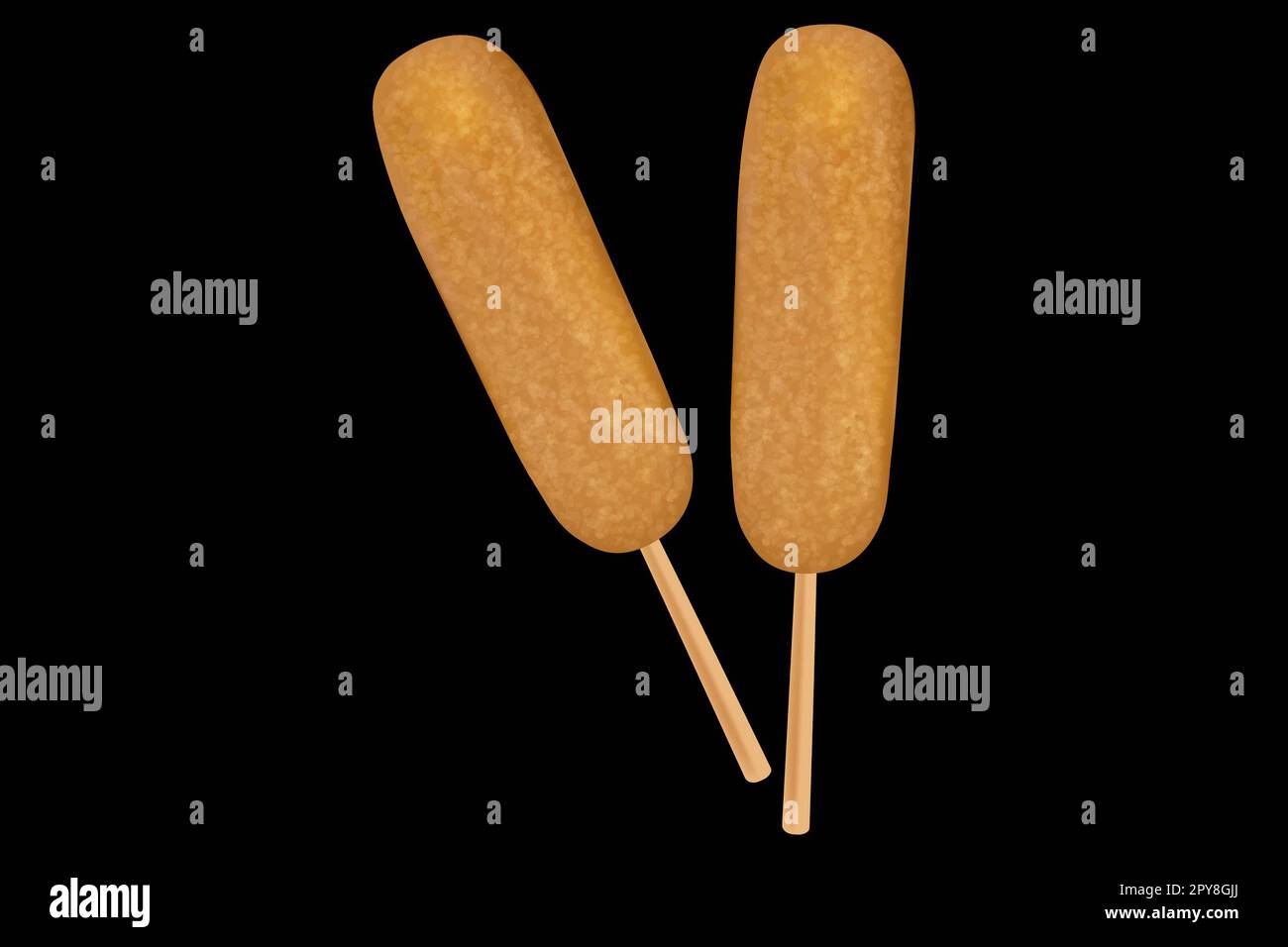 Two corn dogs on a black background with copy space Stock Photo - Alamy