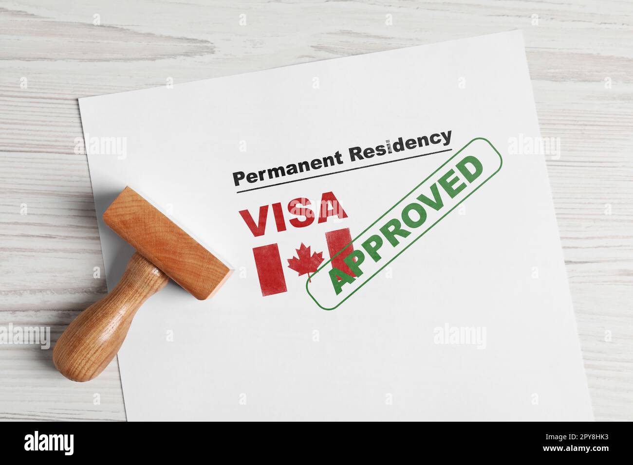 Document with approved permanent residency visa in Canada and stamp on ...