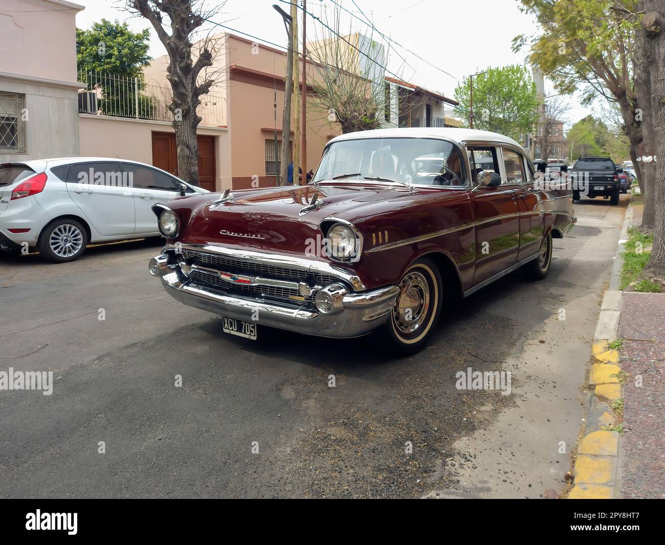 Bernal, Argentina - Sept 18, 2022: Old red burgundy 1957 Chevrolet ...