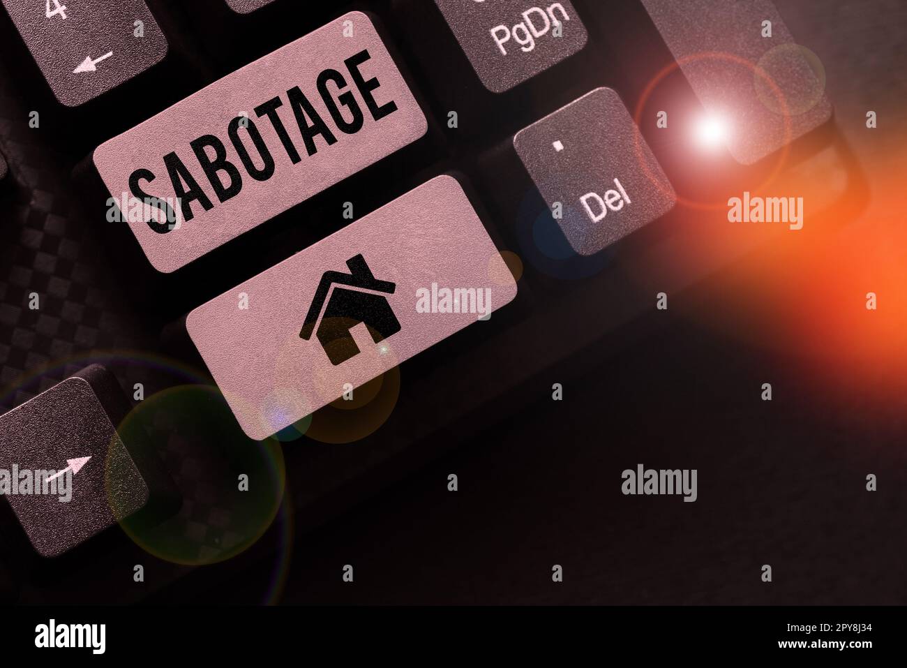 Conceptual display Sabotage. Business showcase destruction of an ...