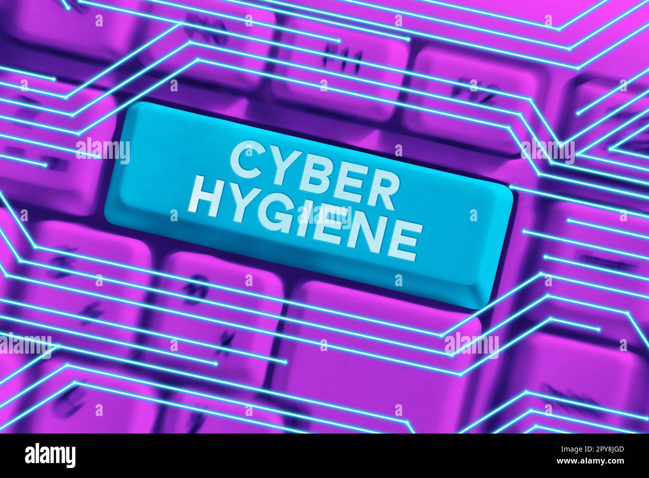 Text showing inspiration Cyber Hygiene. Concept meaning steps that ...