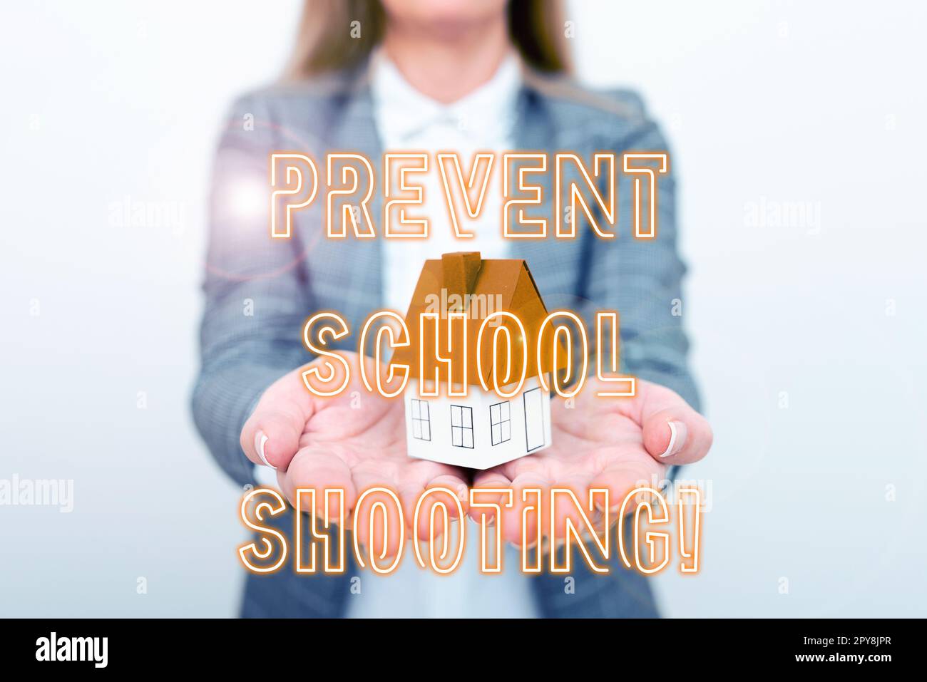 Sign displaying Prevent School Shooting. Business showcase actions ...
