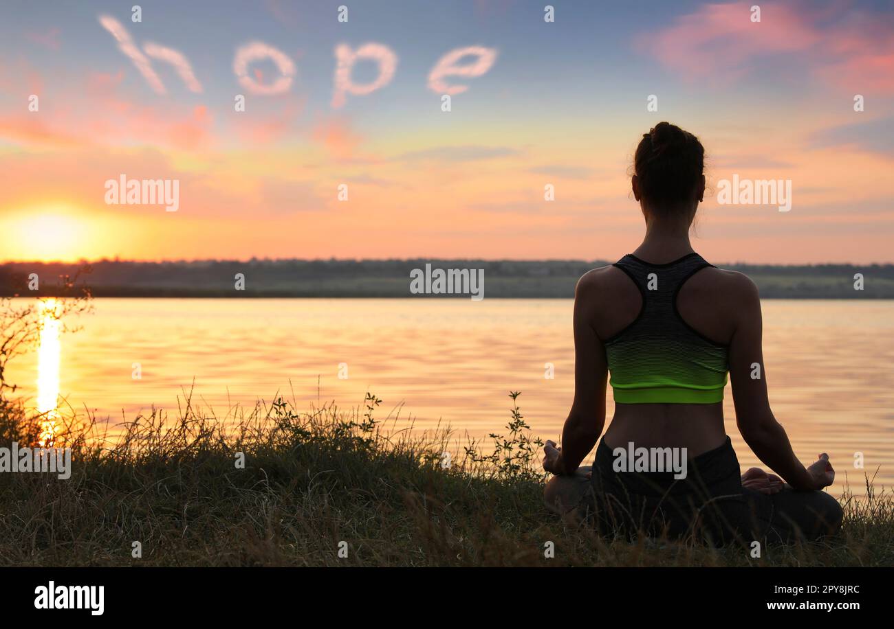 Concept hope woman meditating hi-res stock photography and images - Alamy