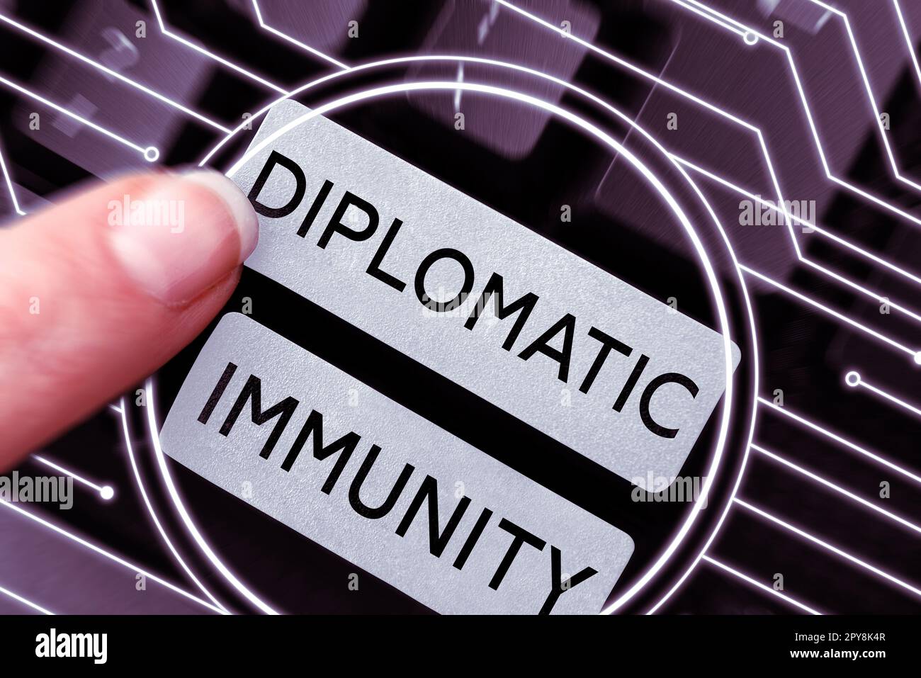 Hand writing sign Diplomatic Immunity. Conceptual photo law that gives ...