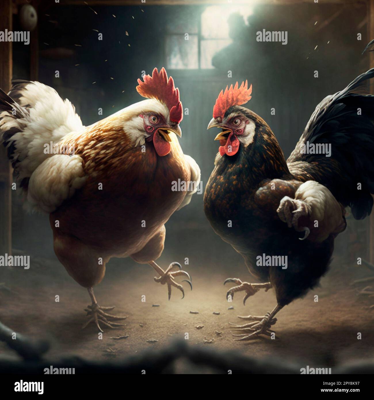 artificial intelligence generated image of the chickens fight in the ...