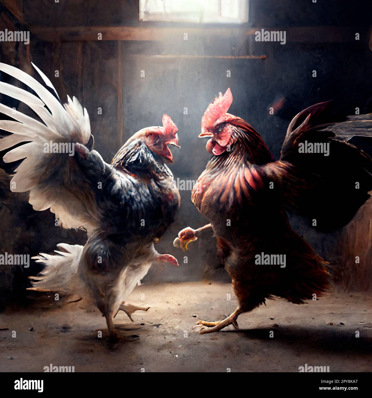 artificial intelligence generated image of the chickens fight in the ...