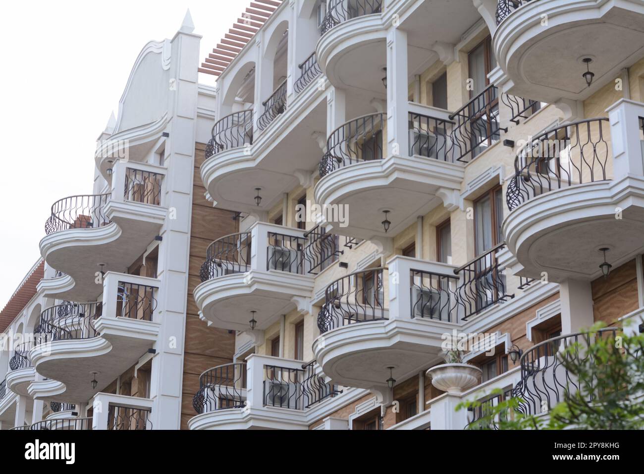 Exterior of beautiful residential building with balconies Stock Photo ...