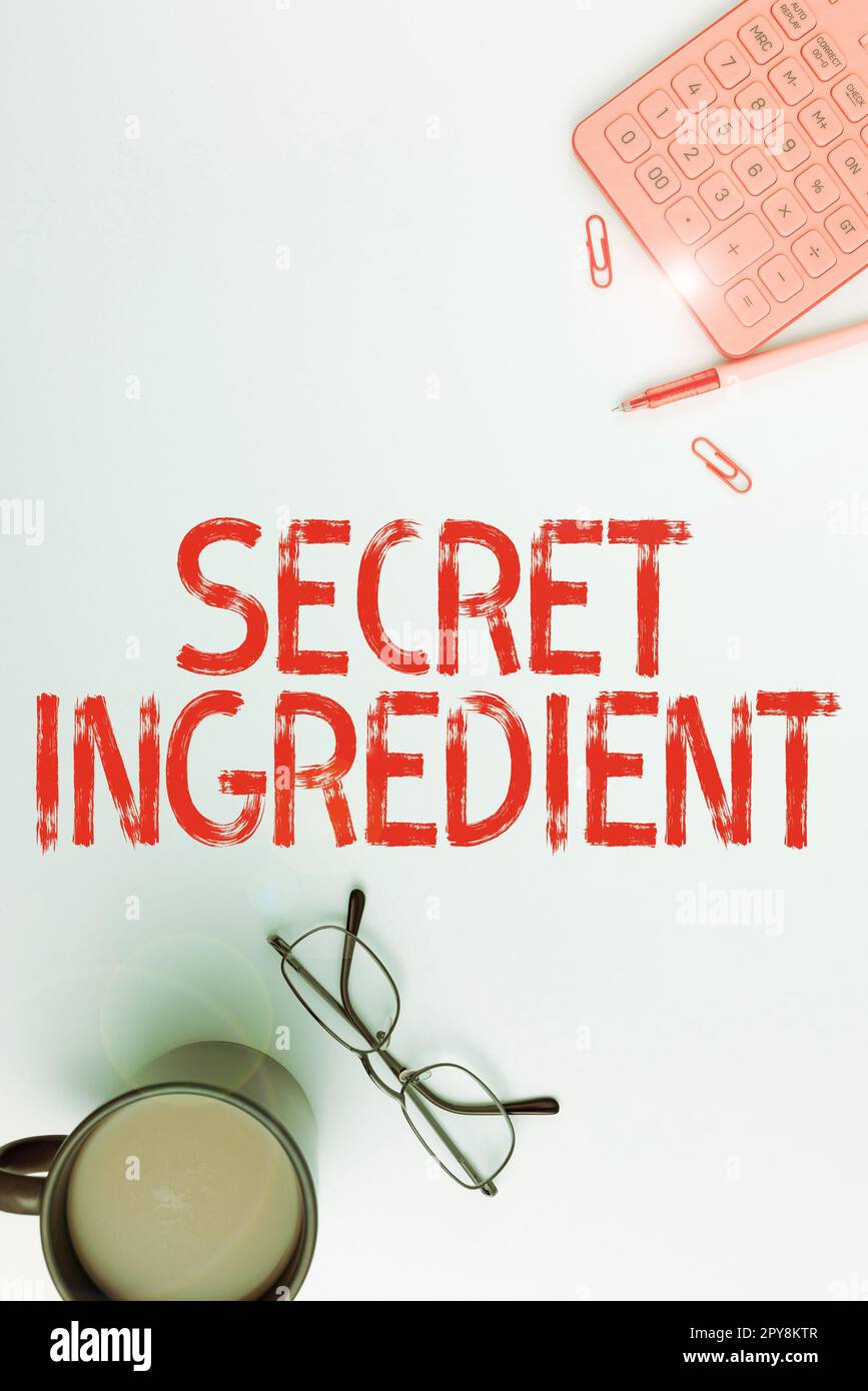 Conceptual caption Secret Ingredient. Word Written on special technique ...