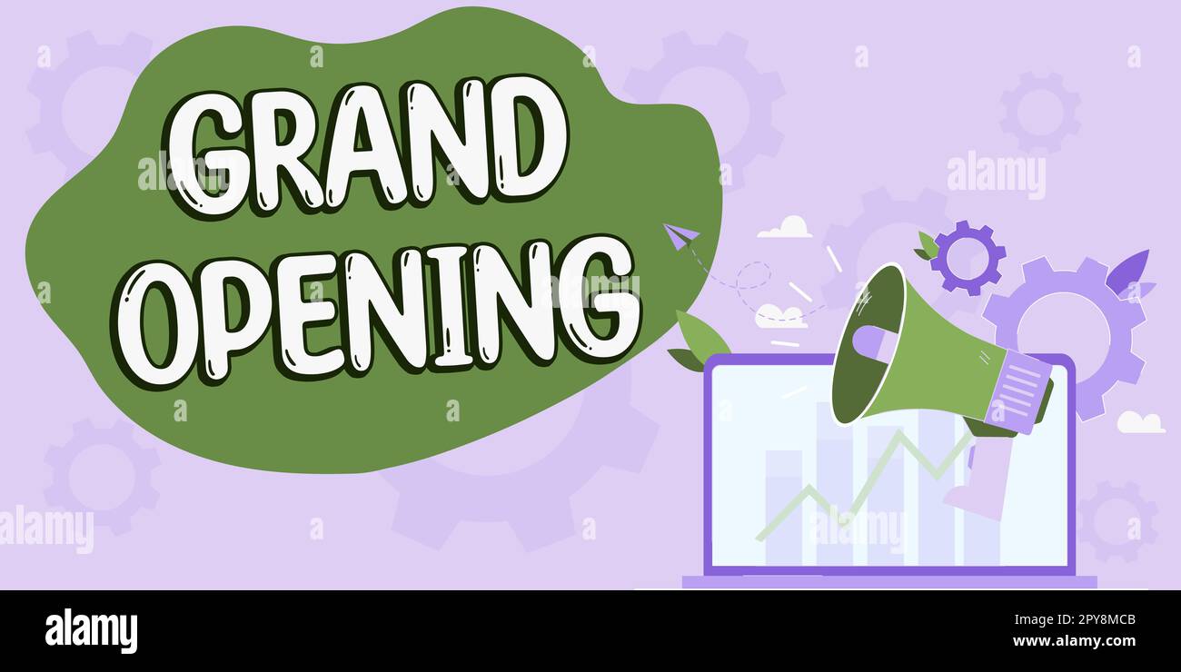Conceptual caption Grand Opening. Concept meaning Ribbon Cutting New ...