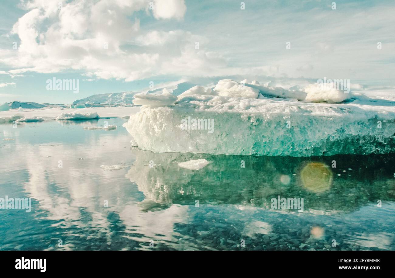 Glacier in mirror sea water landscape photo Stock Photo - Alamy