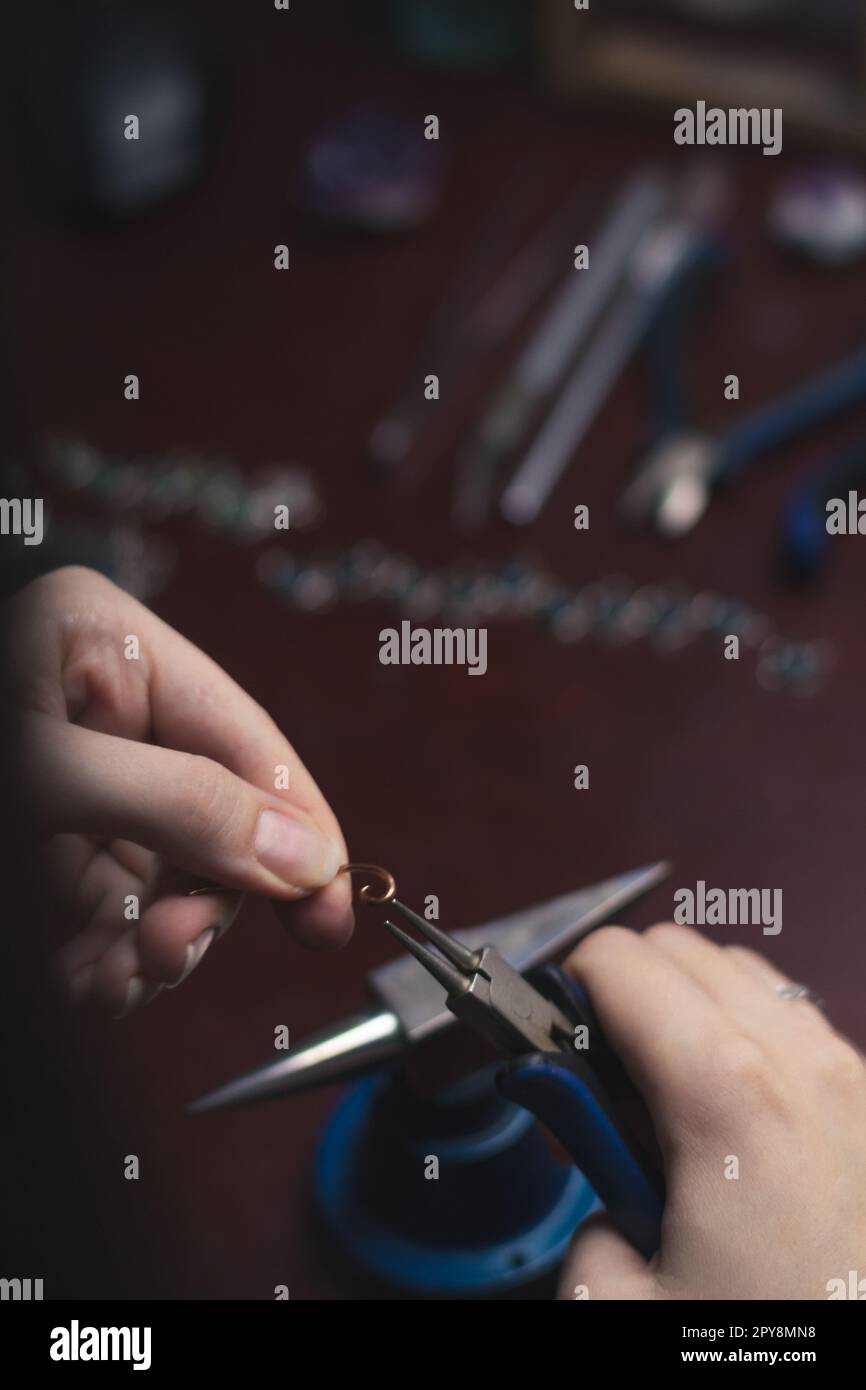 Close up jewelry creating process concept photo Stock Photo - Alamy