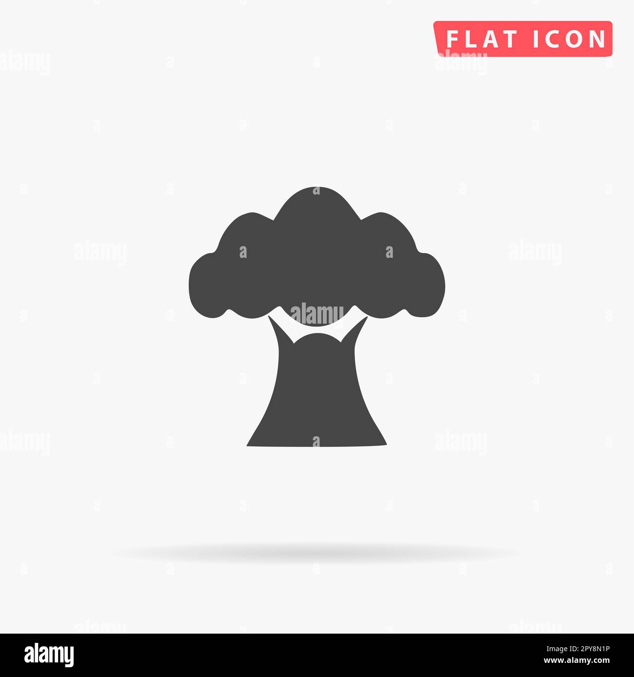 Baobab tree. Simple flat black symbol with shadow on white background ...
