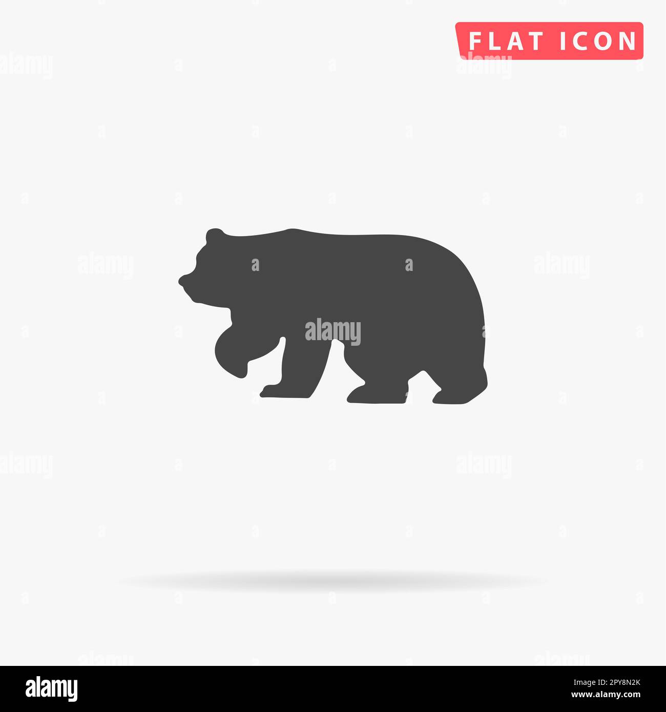 Bear. Simple flat black symbol with shadow on white background. Vector ...