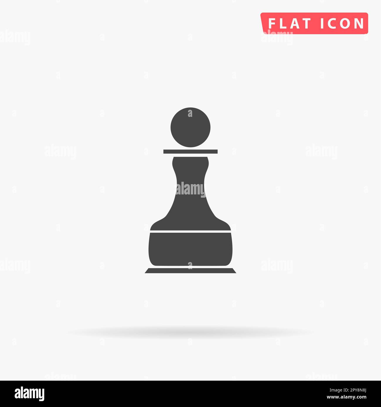 Chess Pawn. Simple flat black symbol with shadow on white background ...