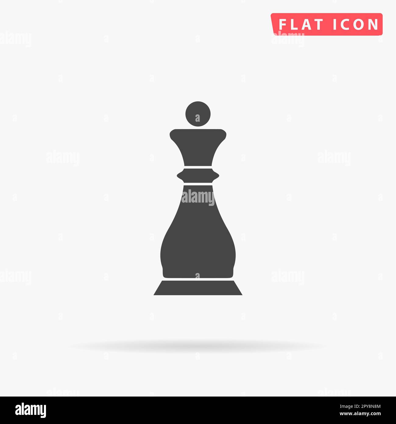 Chess queen. Simple flat black symbol with shadow on white background ...