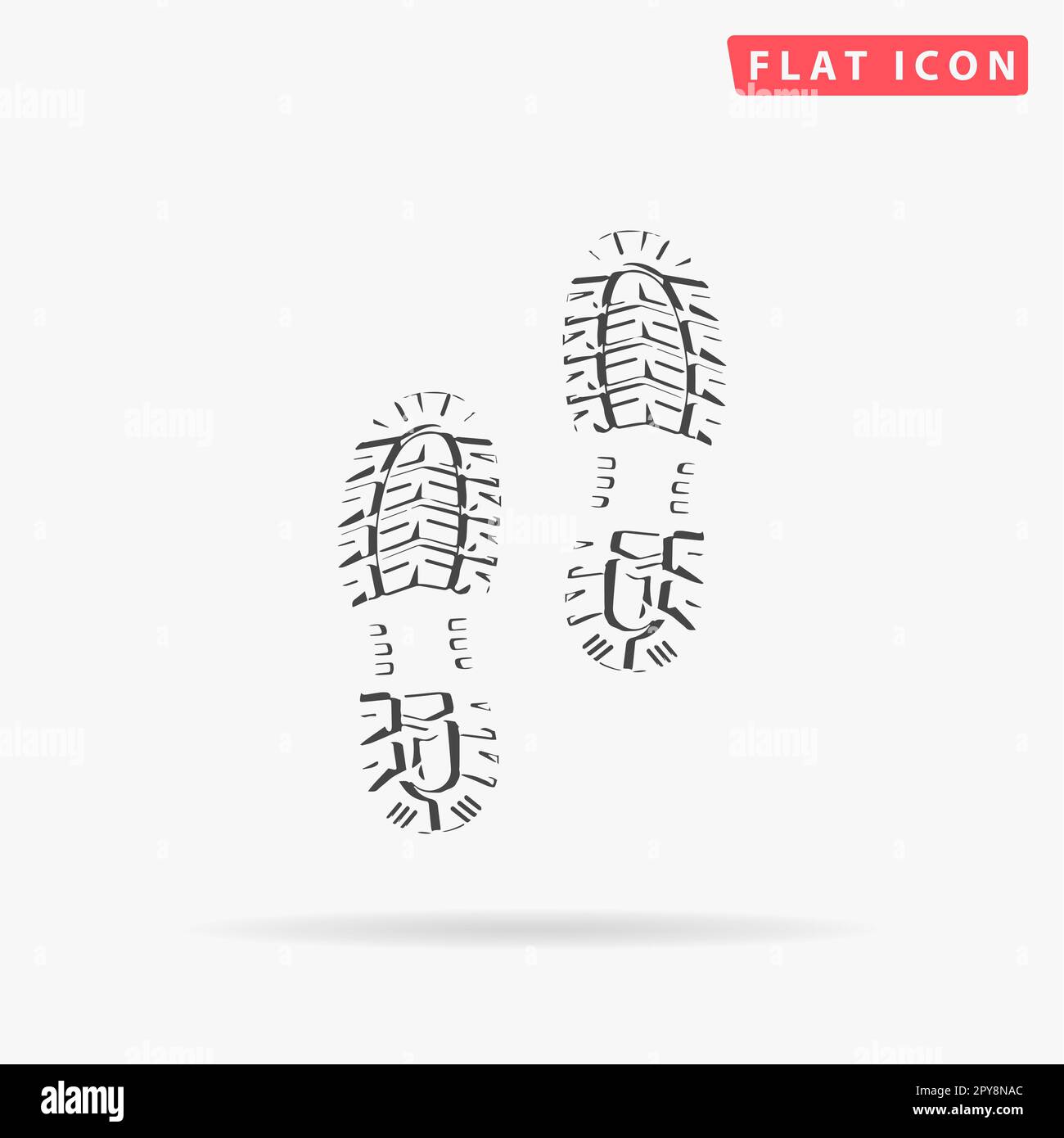 Clean shoe imprints. Simple flat black symbol with shadow on white ...