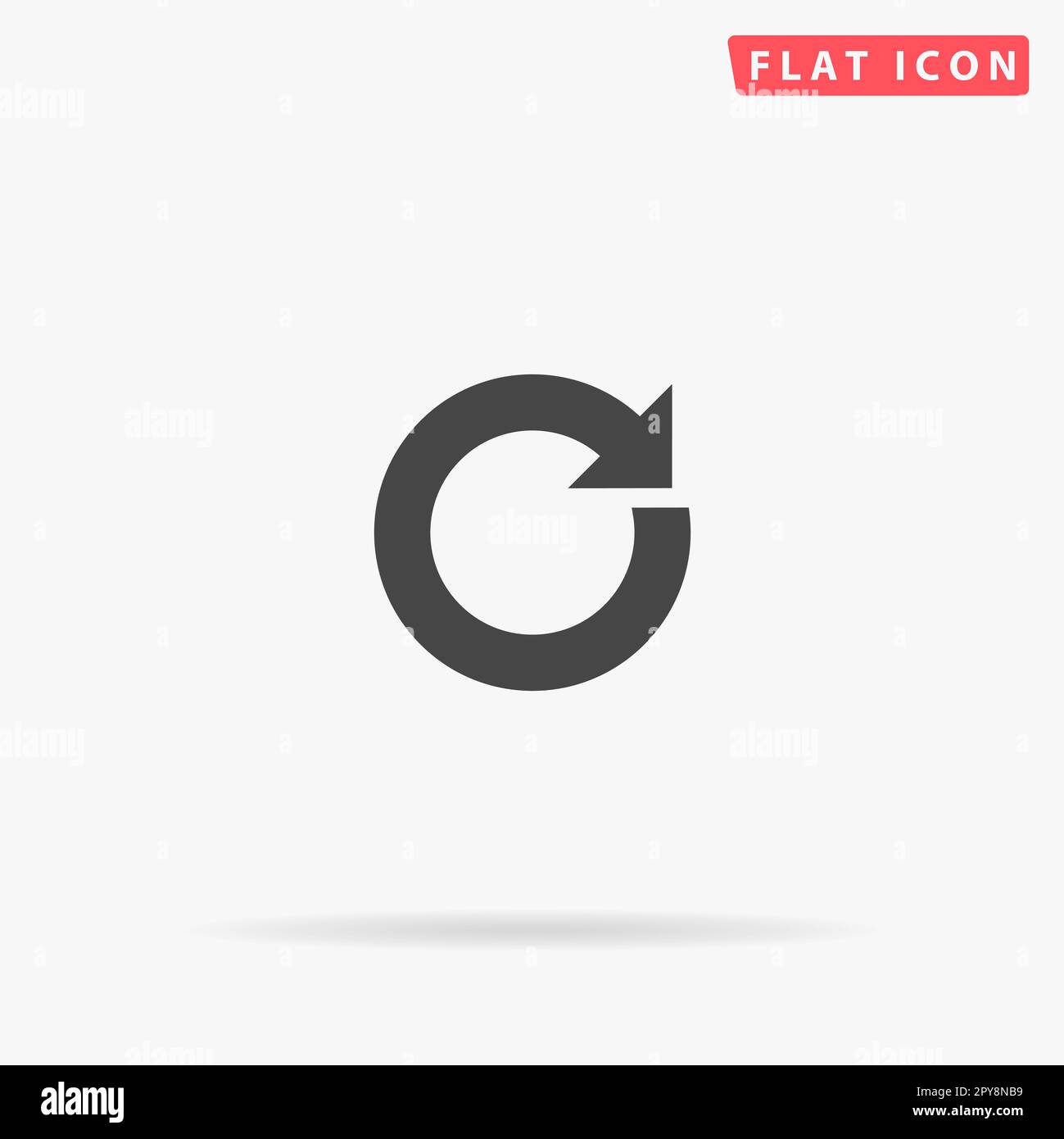 Circular arrow. Simple flat black symbol with shadow on white ...