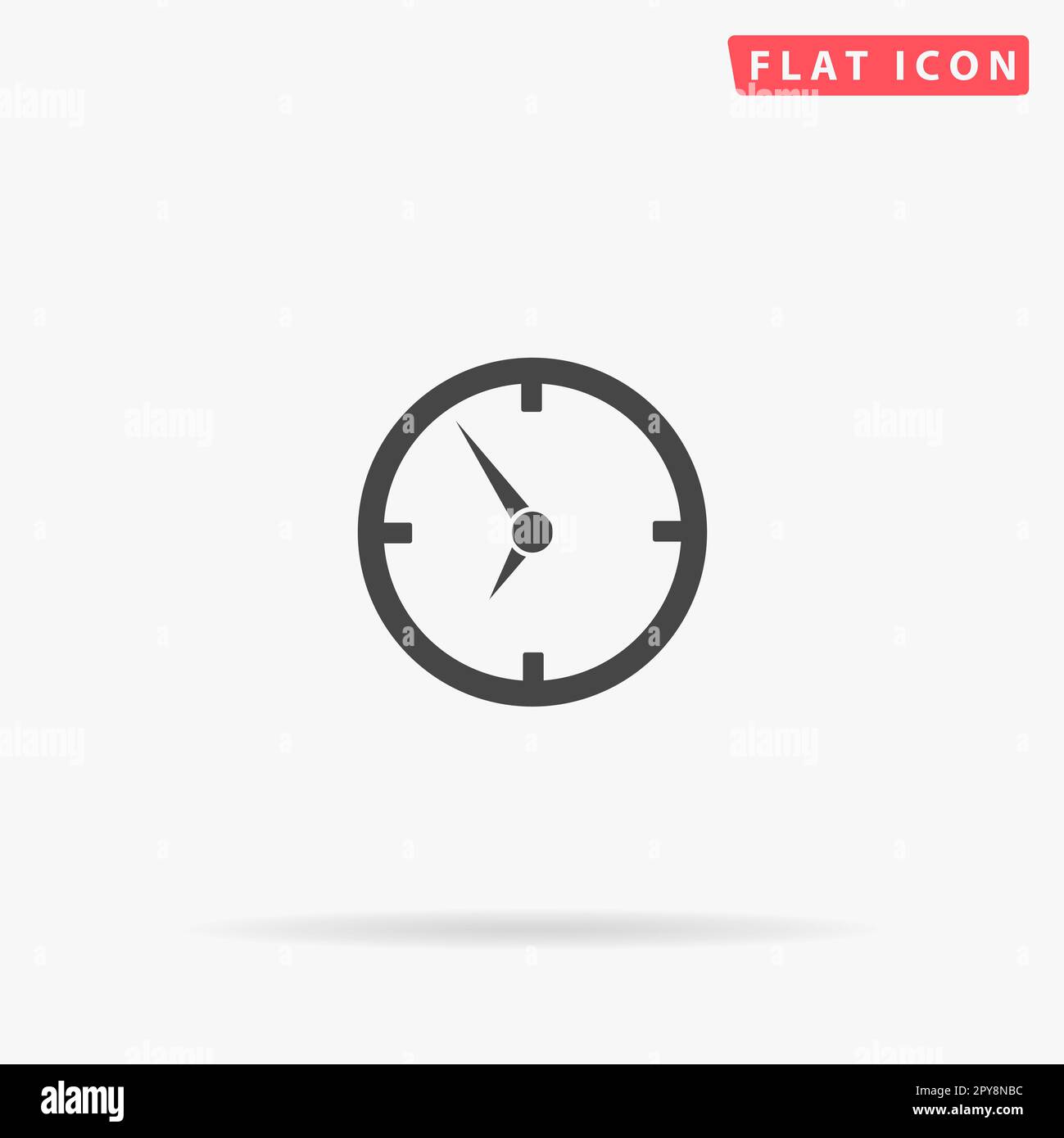 Circle Clock. Simple flat black symbol with shadow on white background ...