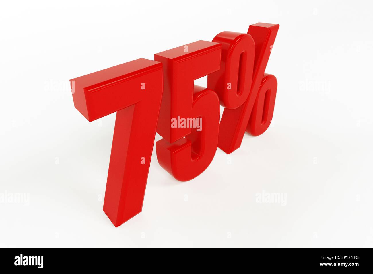 3D Rendering of a seventy-five percent symbol on white backgrond Stock ...