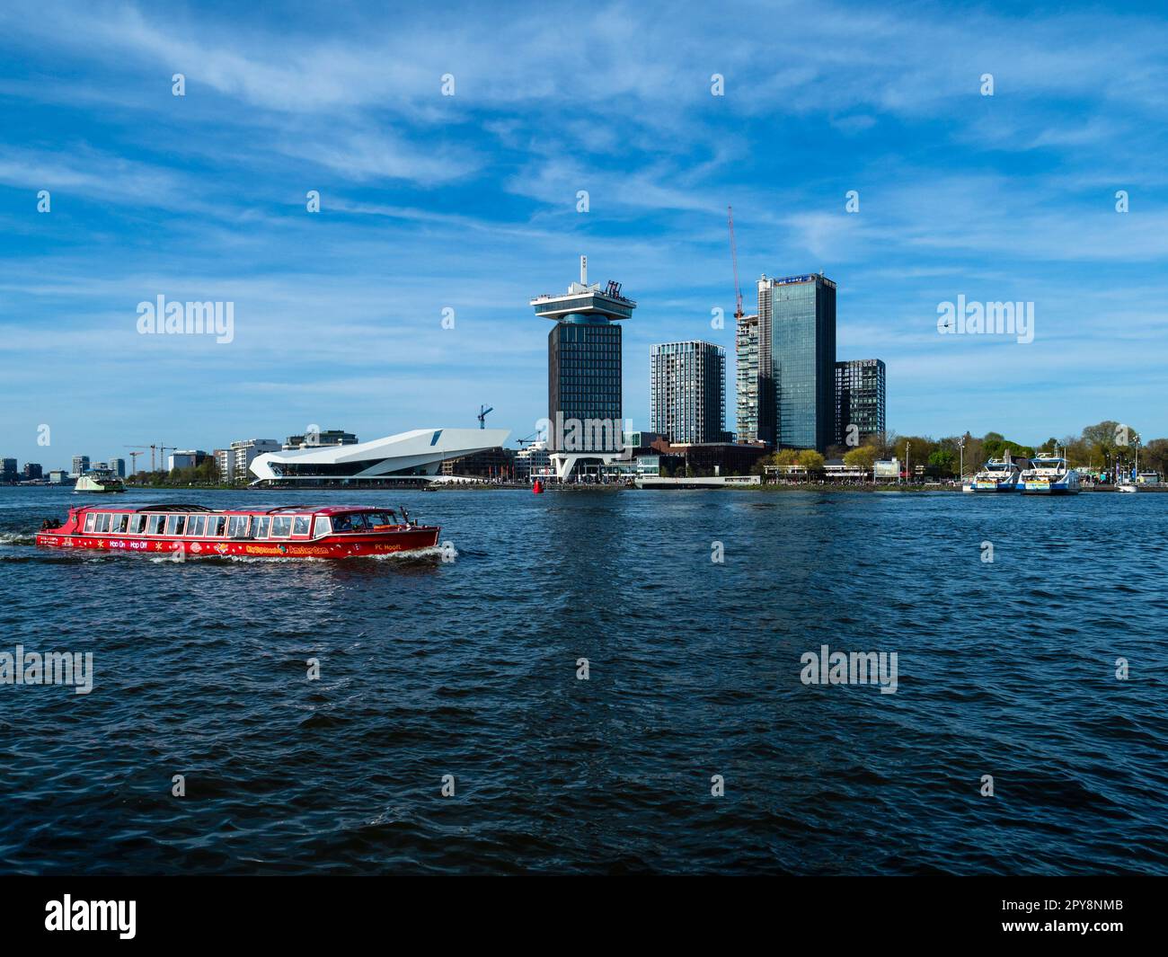Sightseeing boat cruise on the river IJ with the A'DAM Lookout tower ...