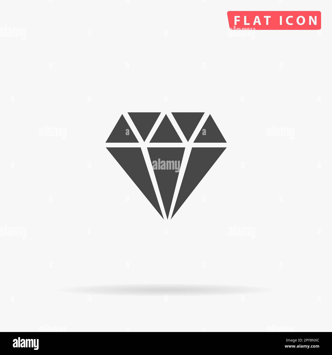 Diamond. Simple flat black symbol with shadow on white background ...