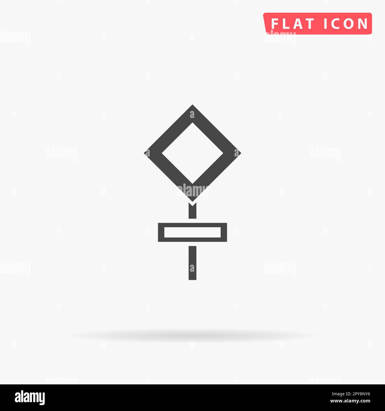 Empty road sign. Simple flat black symbol with shadow on white ...