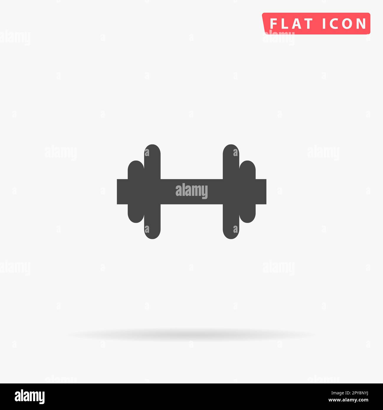 Dumbbell. Simple flat black symbol with shadow on white background ...