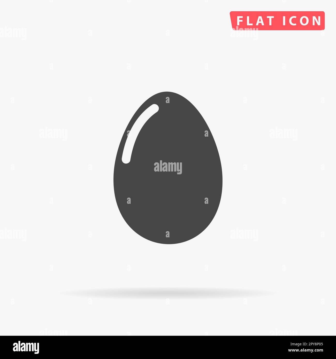Egg. Simple flat black symbol with shadow on white background. Vector ...