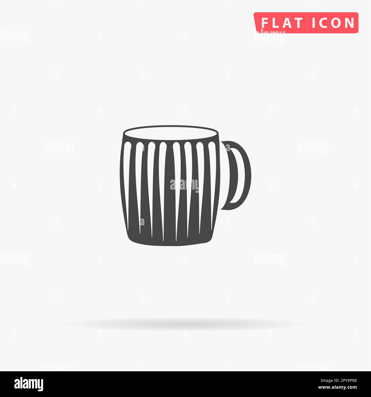 Empty beer mug. Simple flat black symbol with shadow on white ...