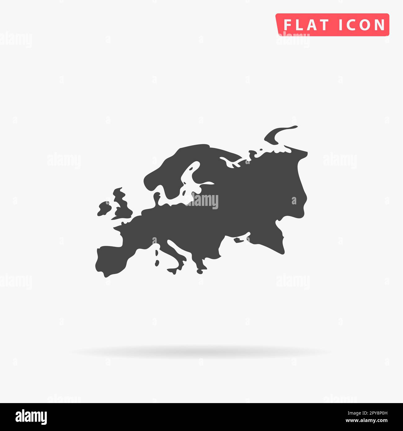 Eurasia map. Simple flat black symbol with shadow on white background ...