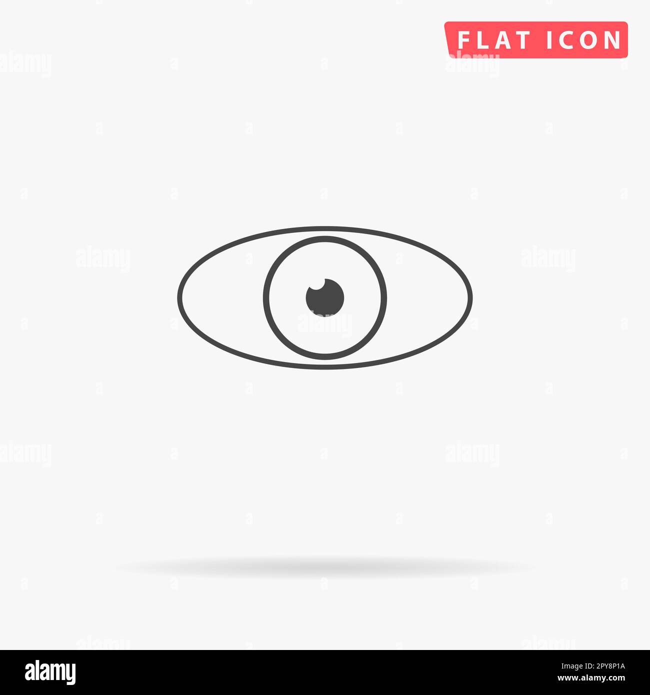Eye icon. Simple flat black symbol with shadow on white background ...