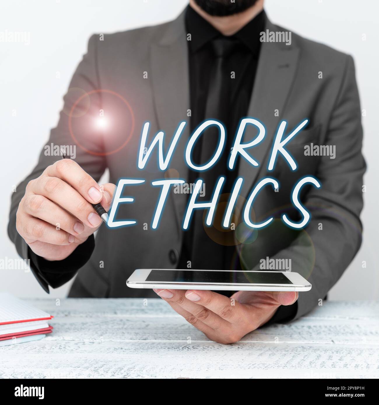 Hand writing sign Work Ethics. Business showcase A set of values ...