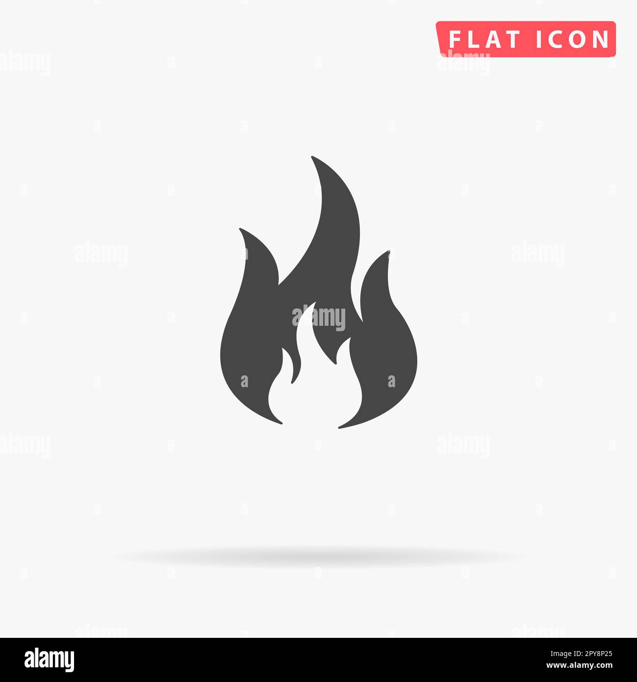 Fire. Simple flat black symbol with shadow on white background. Vector ...