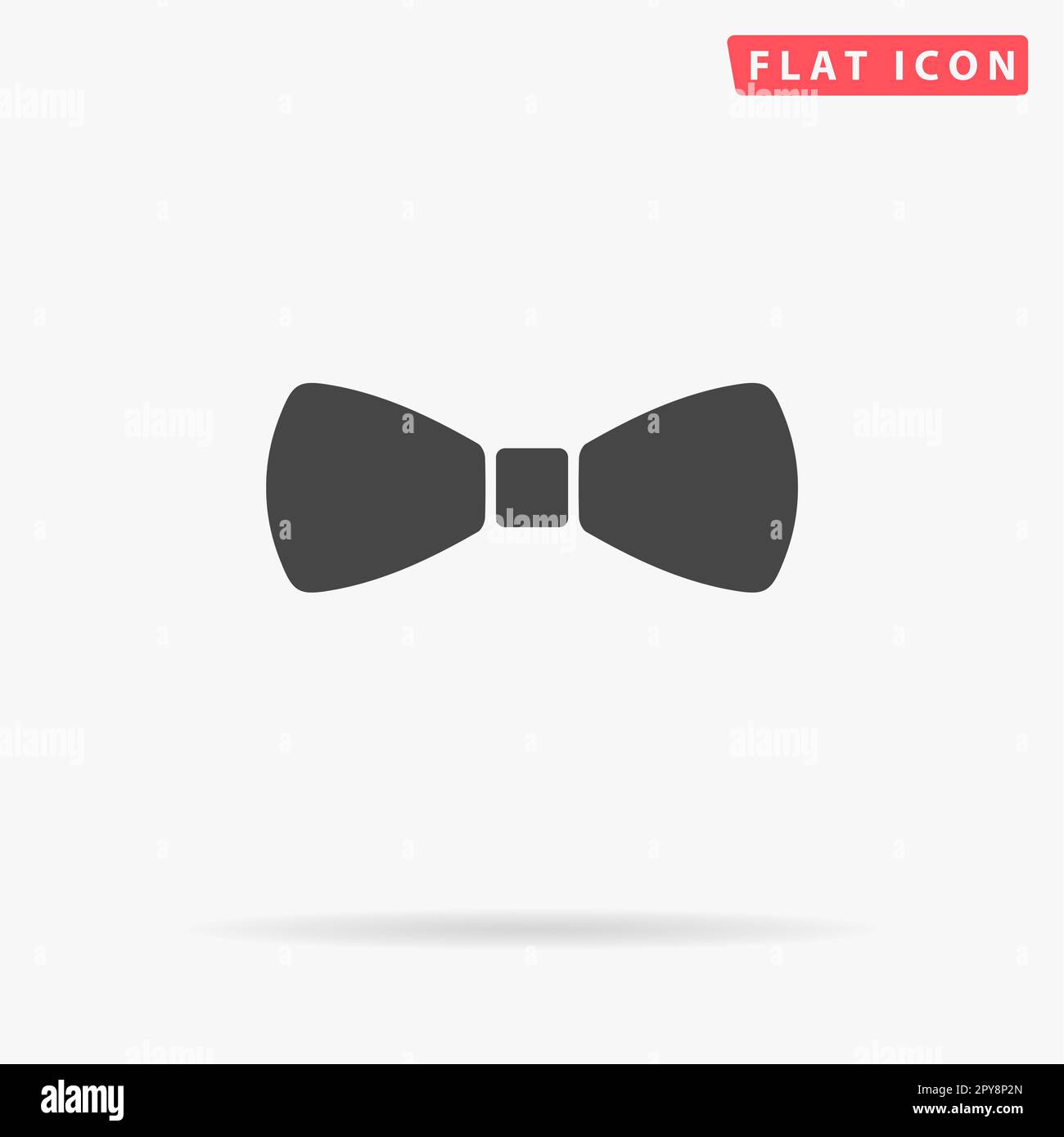 Festive bow. Simple flat black symbol with shadow on white background ...