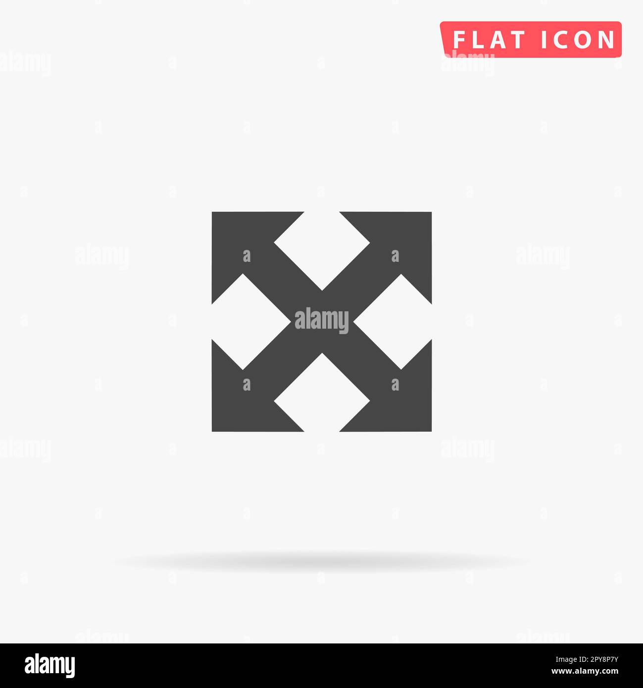 Four sides arrow. Simple flat black symbol with shadow on white ...