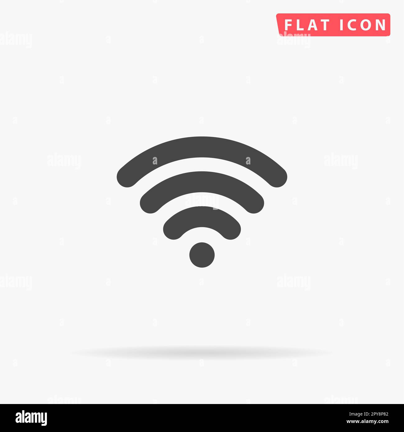 Free wi fi. Simple flat black symbol with shadow on white background ...