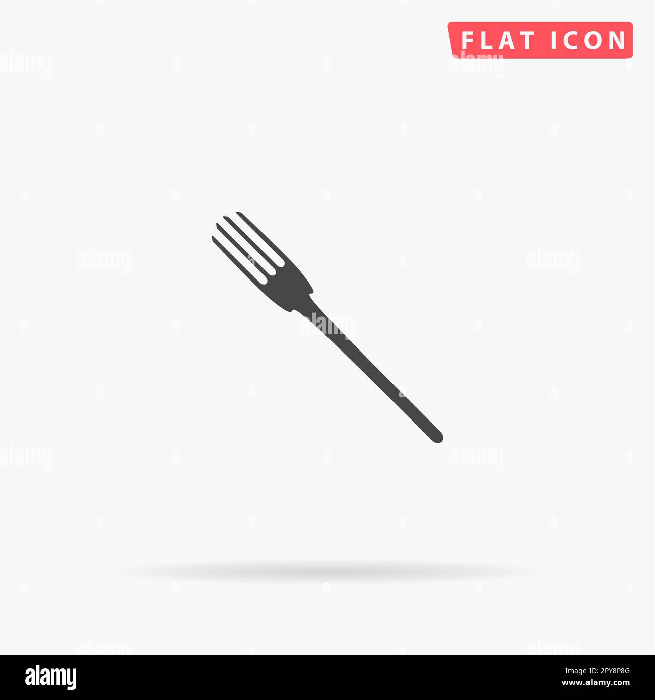 Fork. Simple flat black symbol with shadow on white background. Vector ...