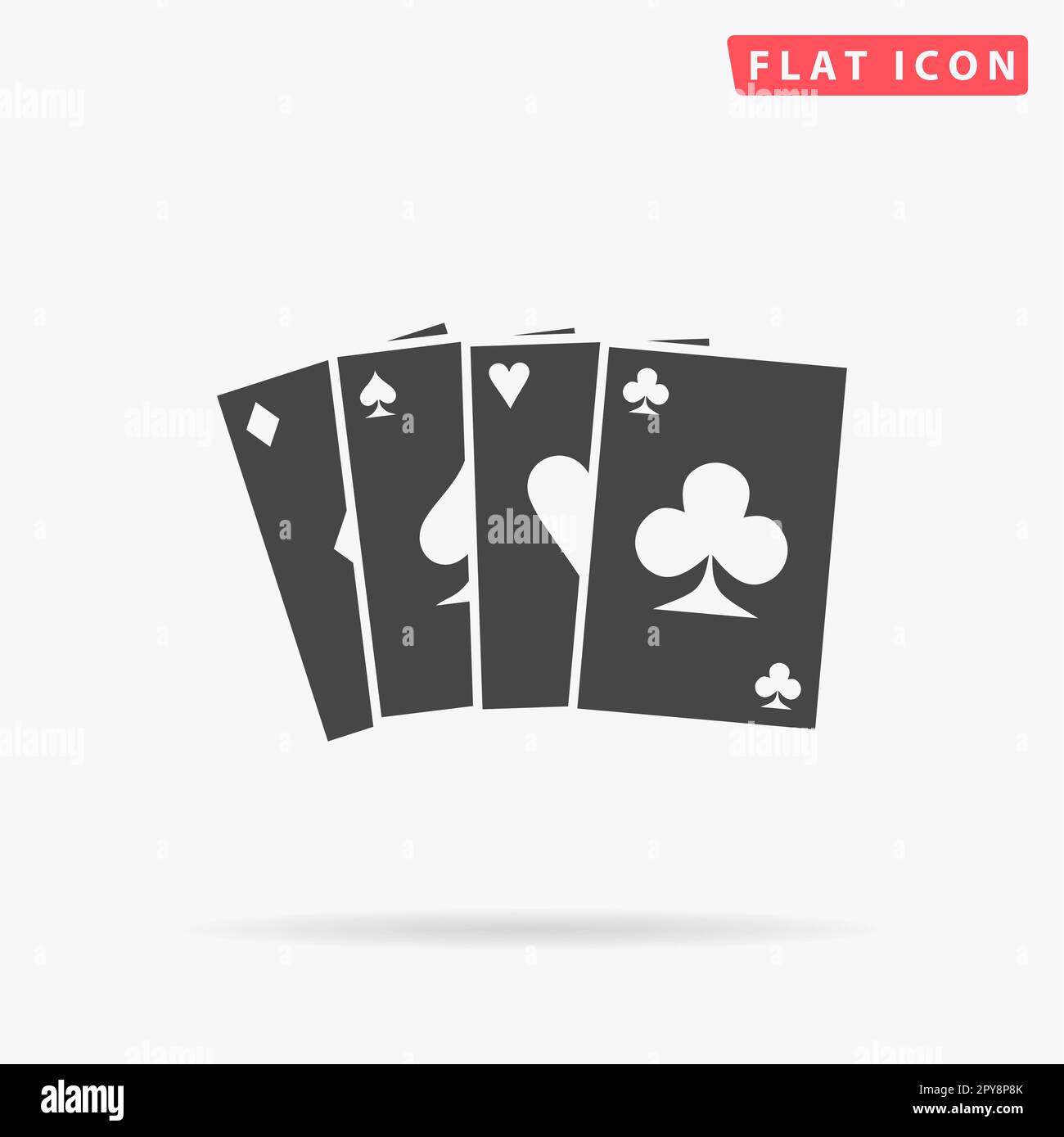 Game cards. Simple flat black symbol with shadow on white background ...