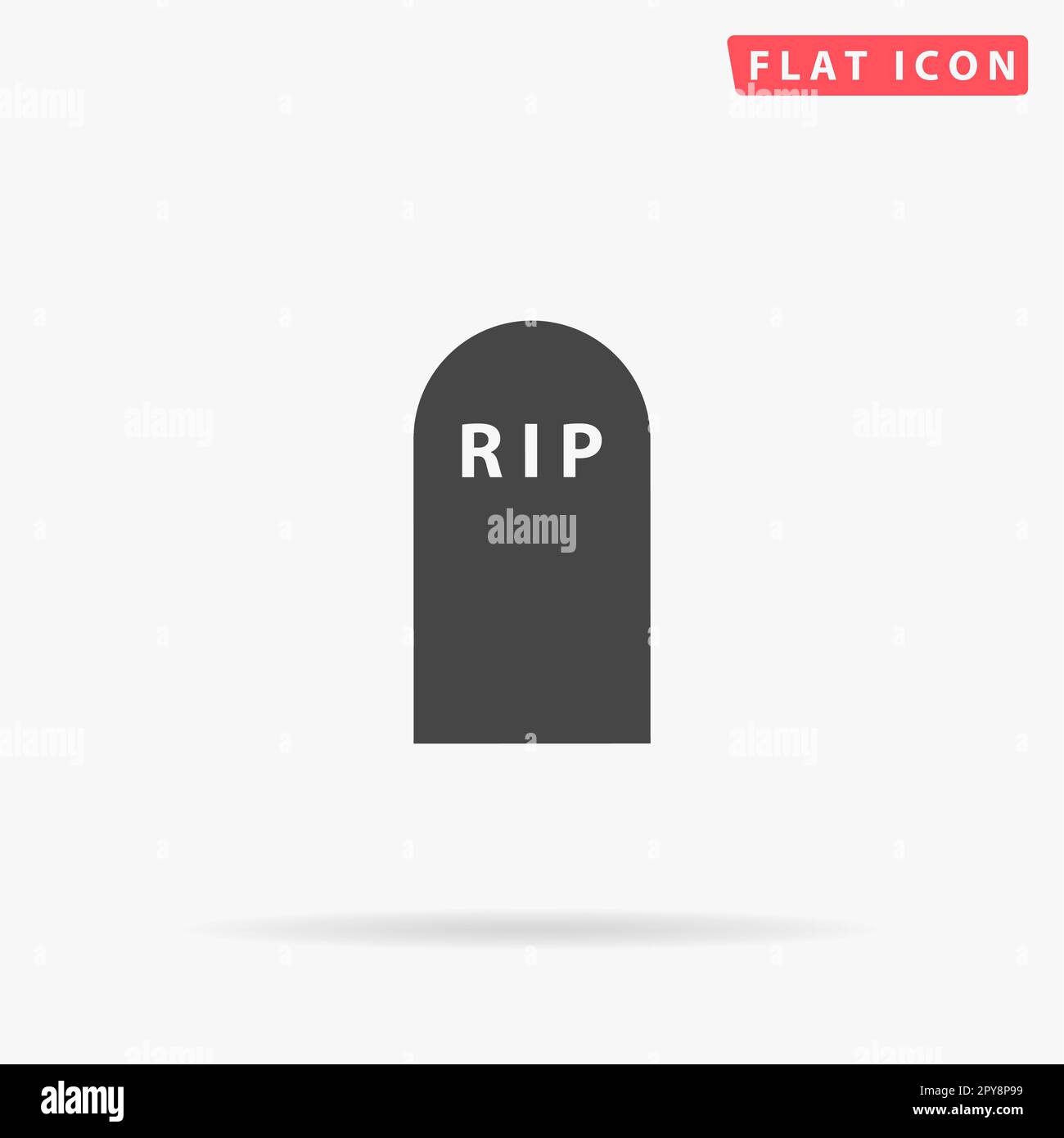 Grave. Simple flat black symbol with shadow on white background. Vector ...