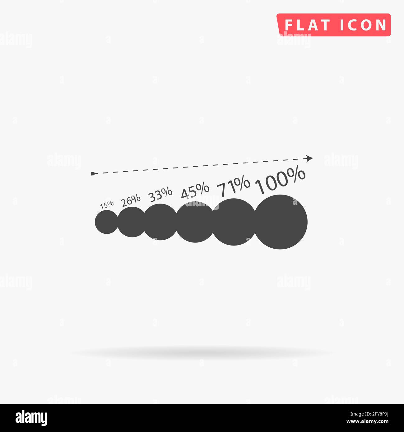 Graphics growth. Simple flat black symbol with shadow on white ...