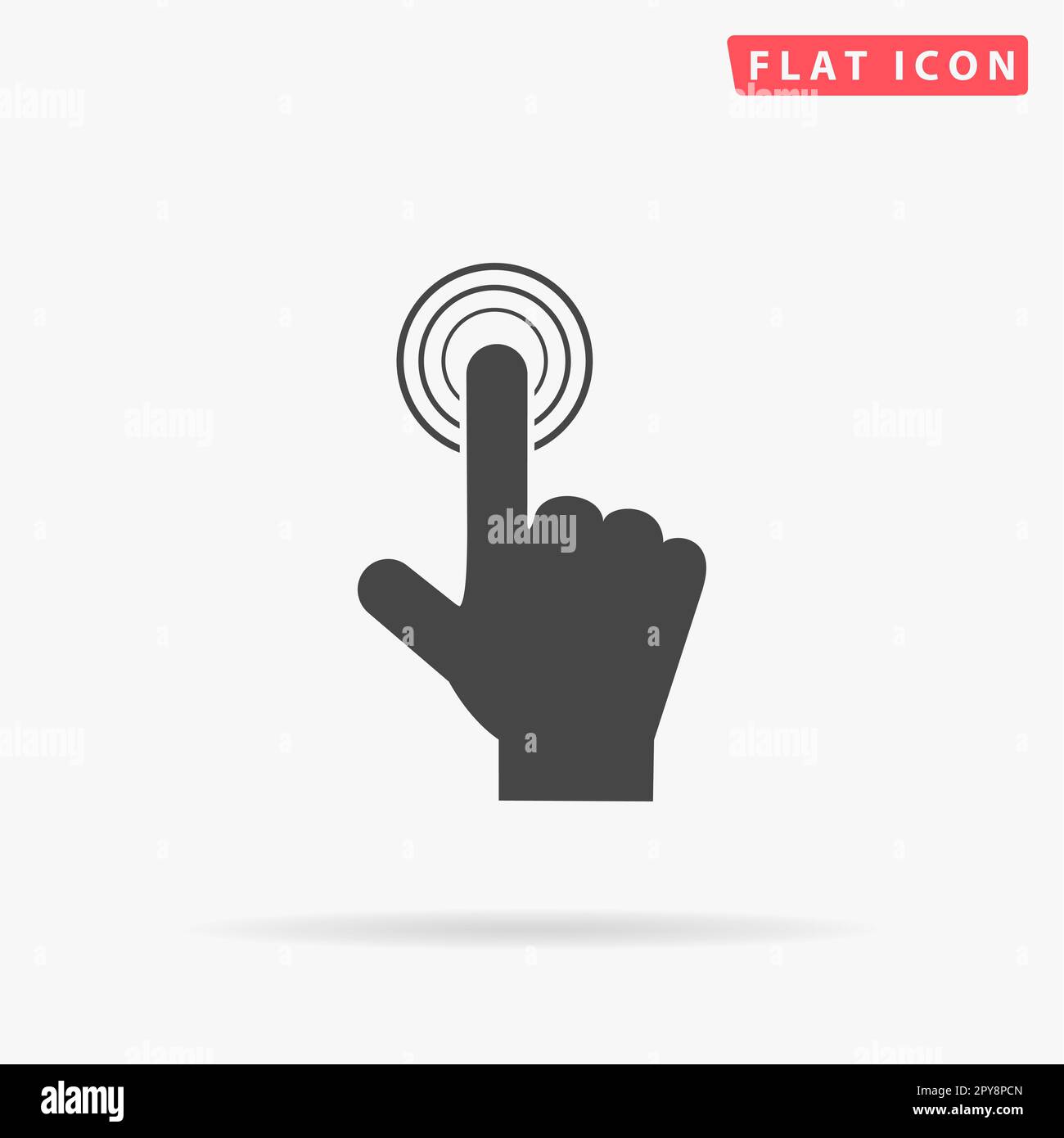 Hand icon pointer - click. Simple flat black symbol with shadow on ...